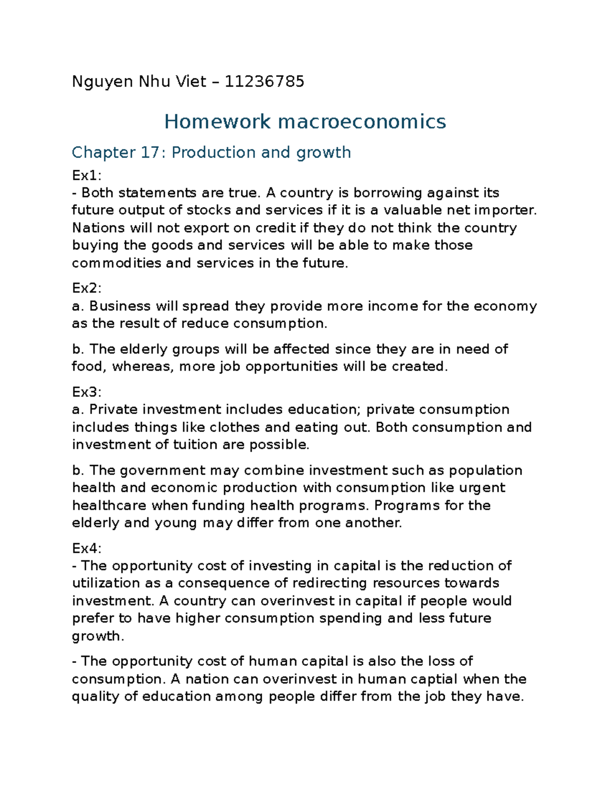 Chapter 17 - Nguyen Nhu Viet – 11236785 Homework macroeconomics Chapter ...