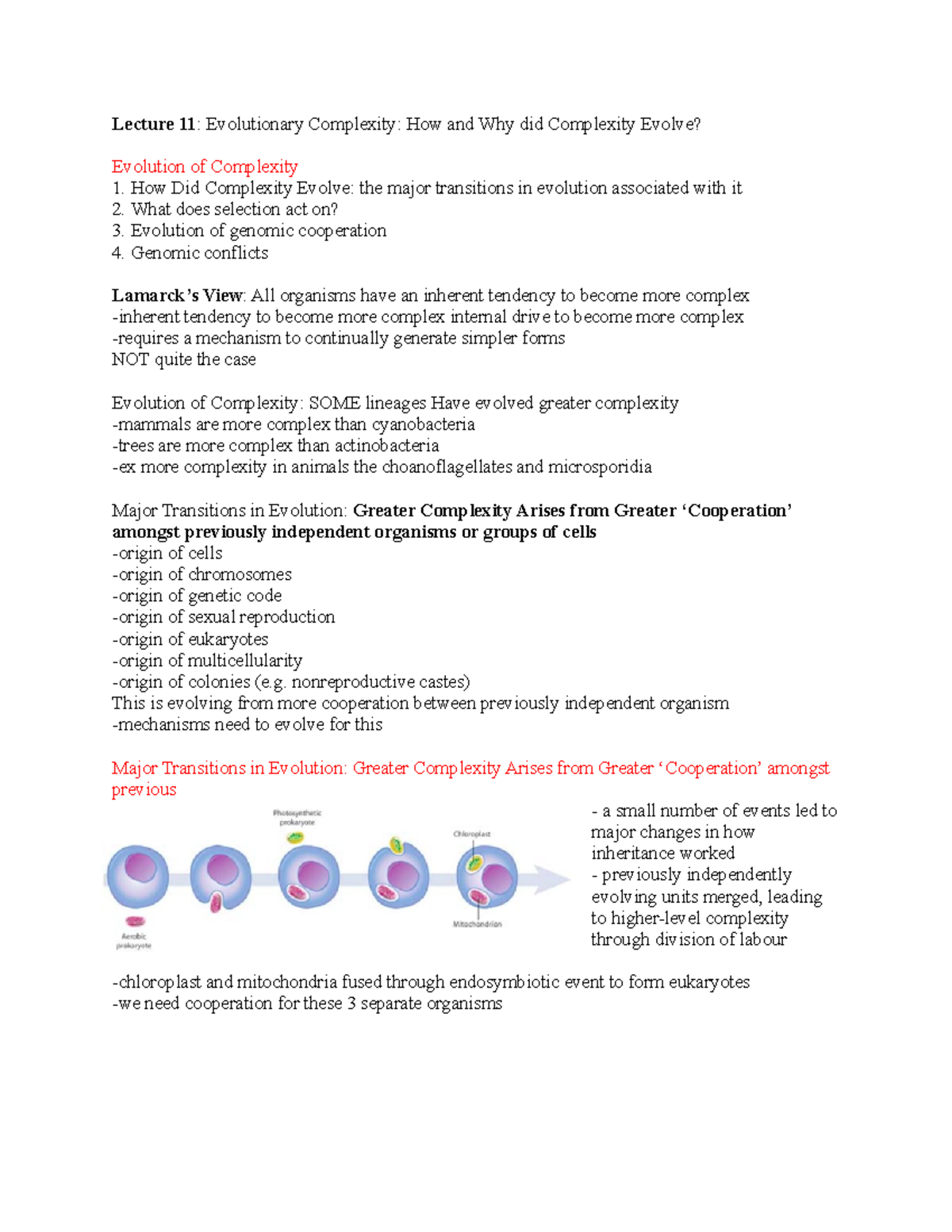 Lecture 11 Notes Lecture 11 Evolutionary Complexity How And Why Did Complexity Evolve