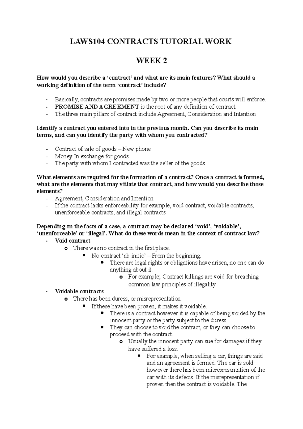 Laws104 Contracts Tutorial Work Laws104 Contracts Tutorial Work Week 2 How Would You Describe 