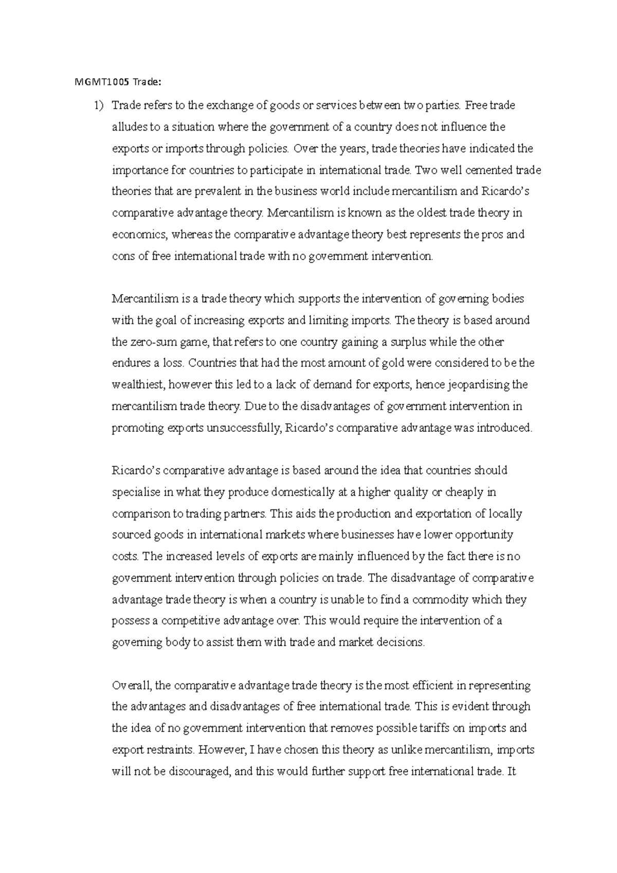 MGMT1005 Trade notes for international corporations - MGMT1005 Trade ...