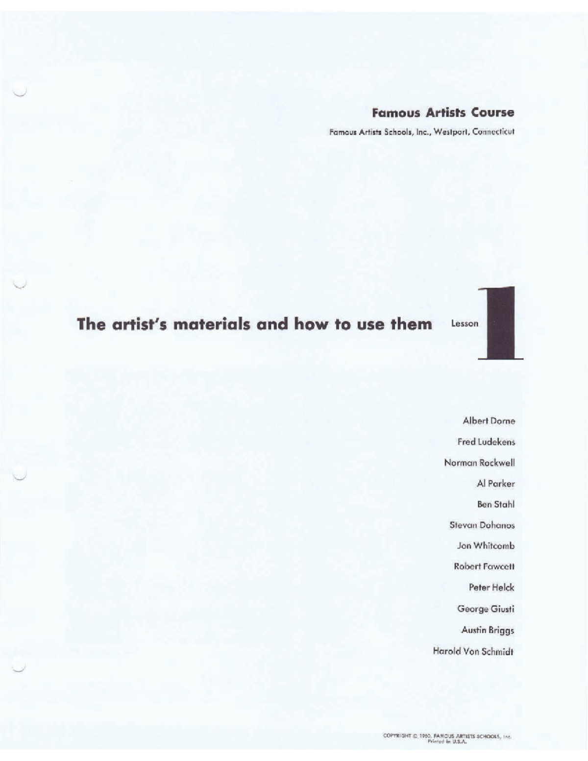 Famous Artists Course Lesson 1 - CS 1103 - Studocu