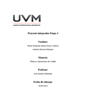 A5 CCM - actividad 5 - Proyecto Integrador Etapa 2 Nombre: María Fernanda Gómez Rosas Córdova ...