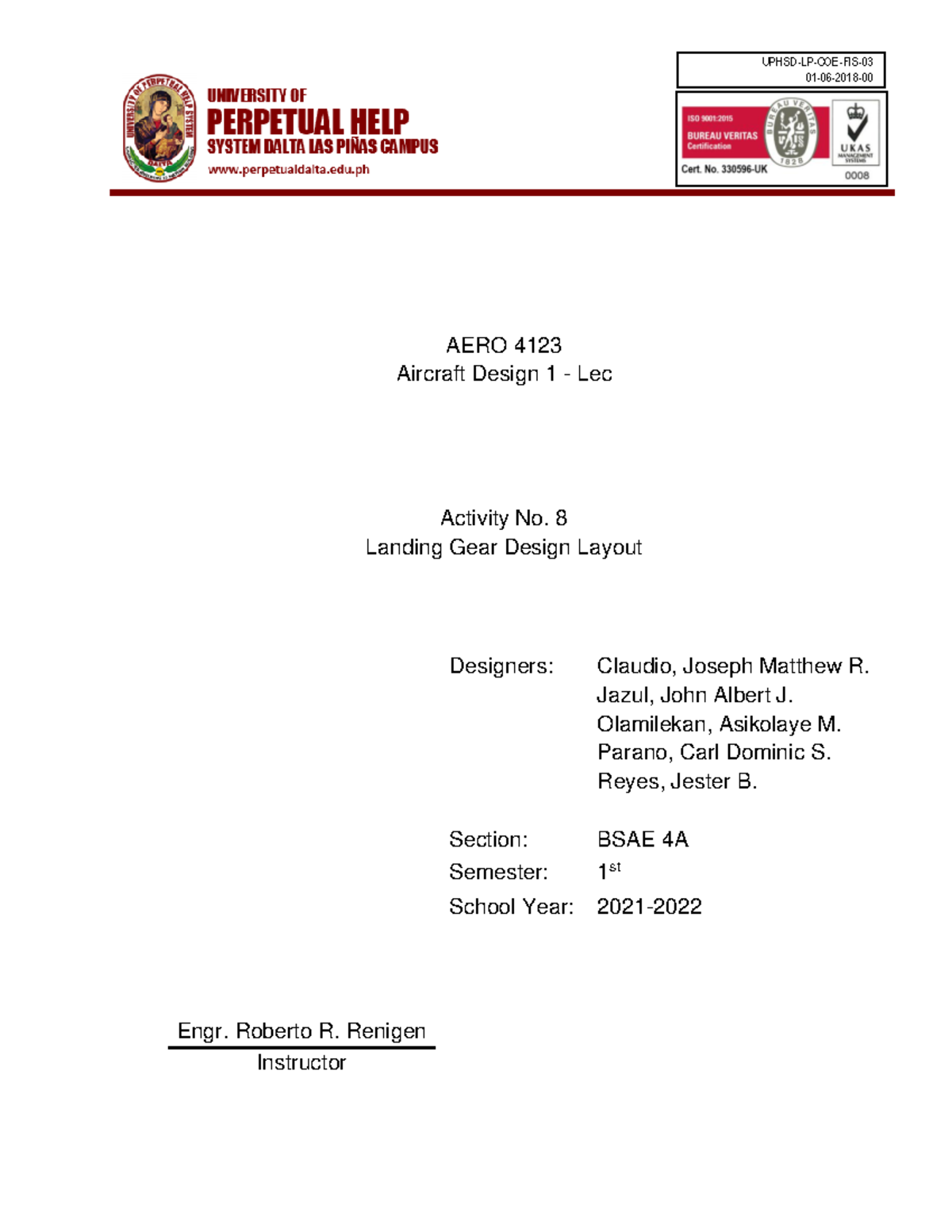 Aircraft Design ACT8 - ACT - UPHSD-LP-COE-FIS- 03 01 - 06 - 2018 - 00 ...