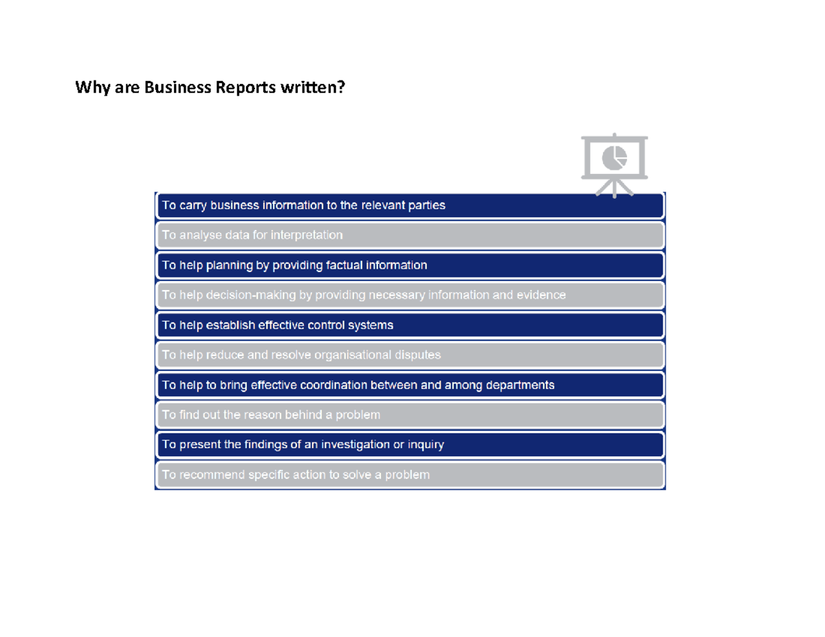 Class Discussion - Business Reports - Why are Business Reports written ...