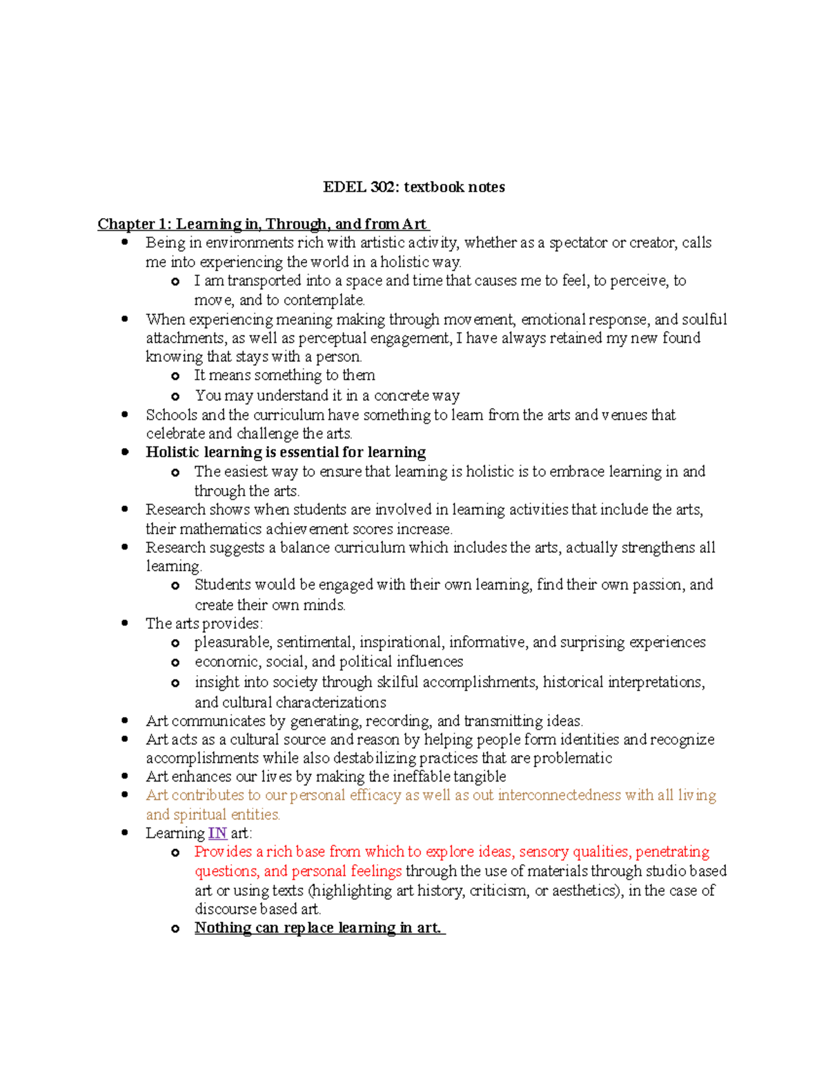 EDEL 302- Textbook notes - EDEL 302: textbook notes Chapter 1: Learning ...