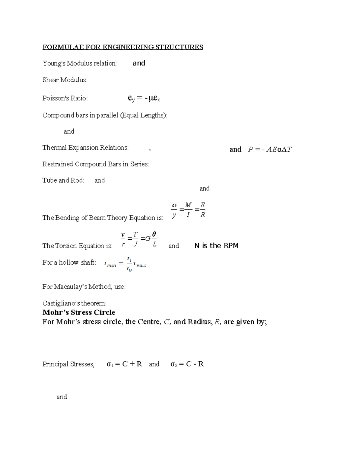 Formulae Engineering Structures Version 4 - FORMULAE FOR ENGINEERING ...