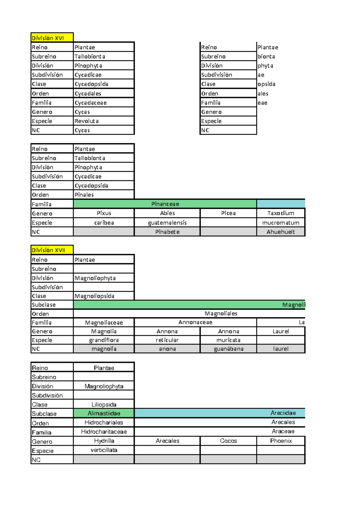 Taxonomia - practica - División XVI Reino Plantae Reino Plantae ...