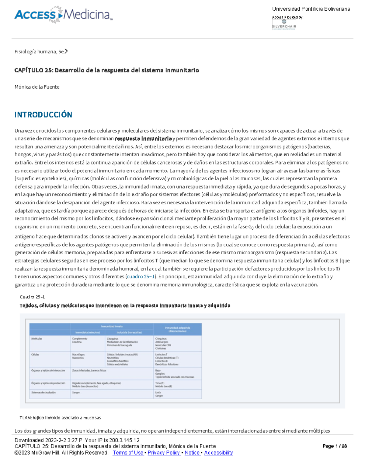 CAPÍTULO 25 Desarrollo de la respuesta del sistema inmunitario - TLAM ...