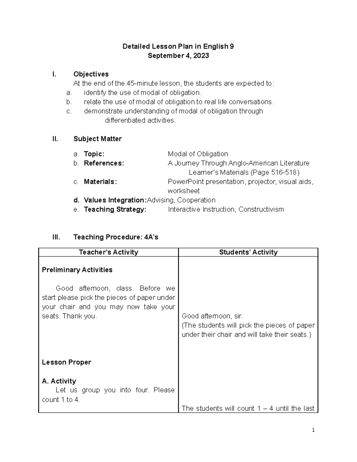 A Detailed Lesson Plan in English 9 - Detailed Lesson Plan in English 9 ...