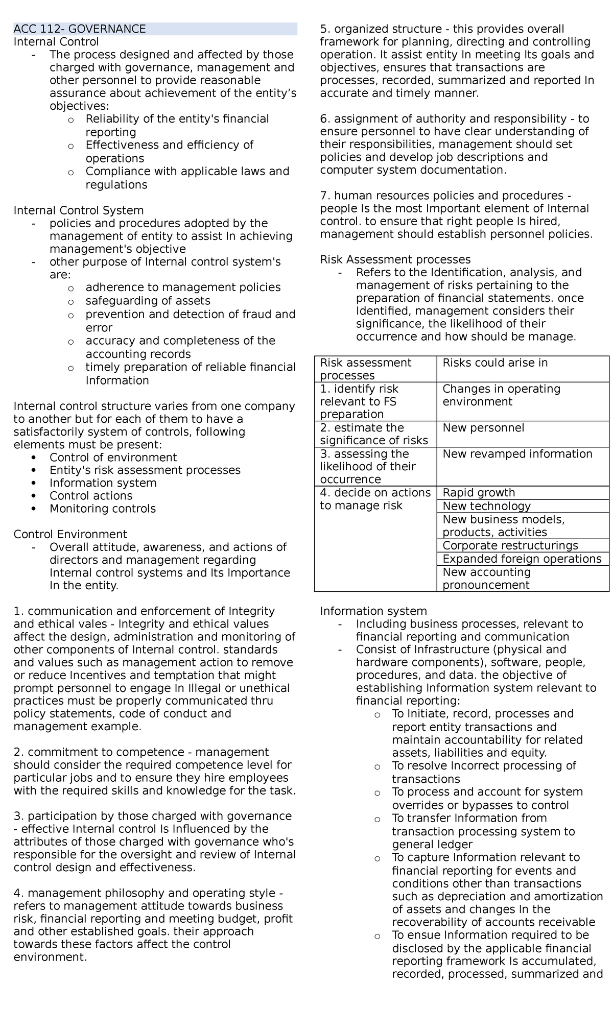 ACC 112 - LECTURE NOTES FOR ACC 112, CORPORATE GOVERNANCE FOR BSA - ACC ...