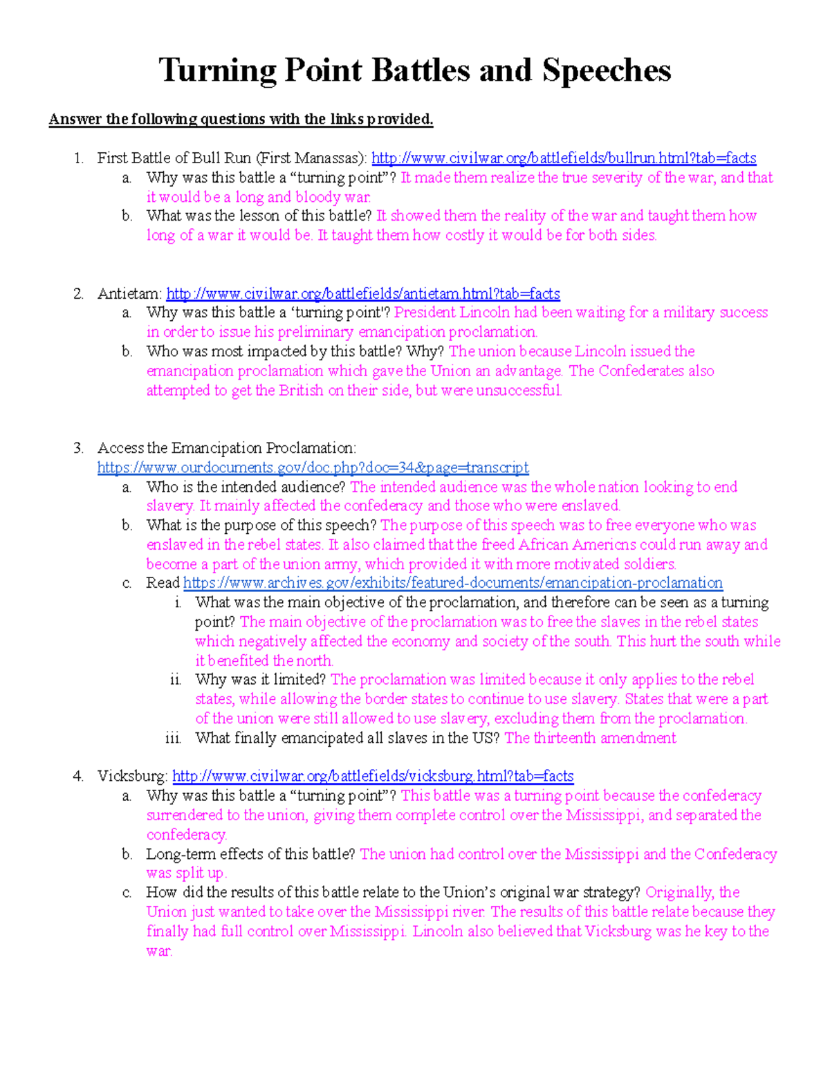 Turning Point Battles and Speeches - Google Docs - Turning Point ...