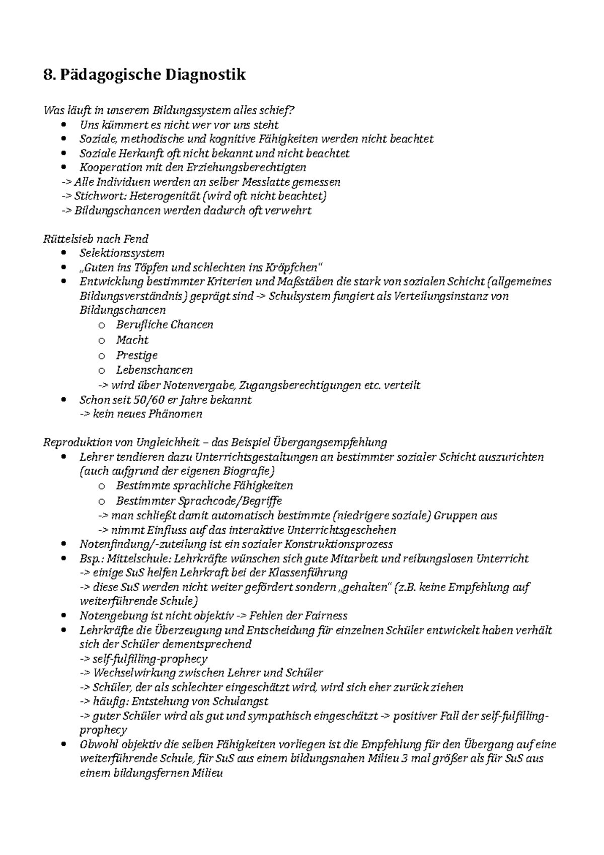 Schulpädagogik 8. pädagogische Diagnostik - 8. Pädagogische Diagnostik ...