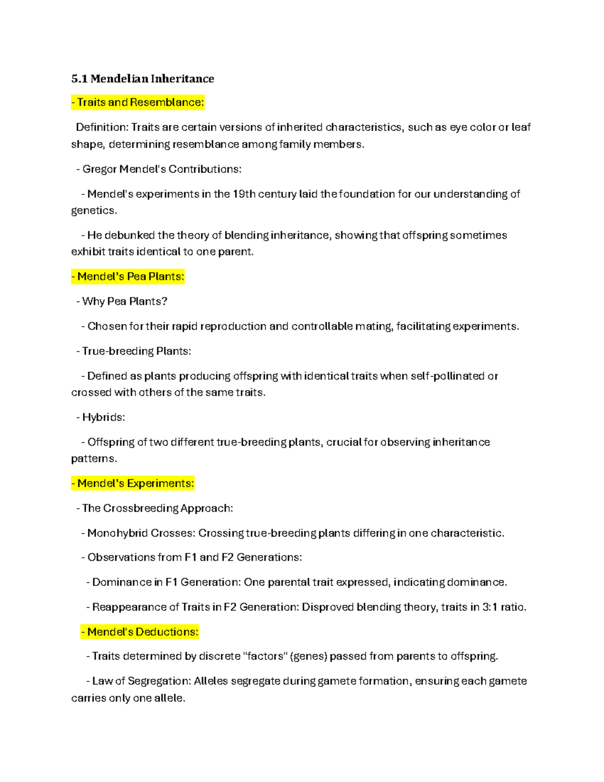 5.1 Mendelian Inheritance-2 - 5 Mendelian Inheritance Traits and ...