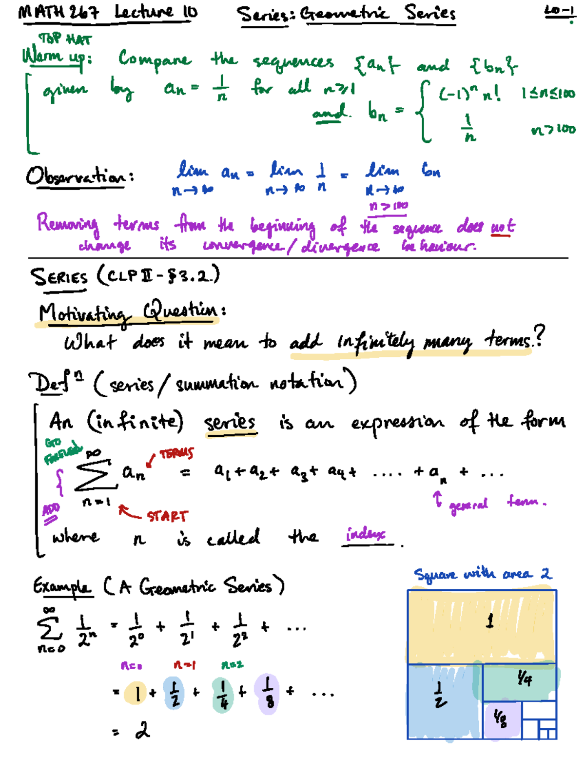 Math267 lecture 10 Geometric series notes - Ees Gcses Er T IIt tmate ...