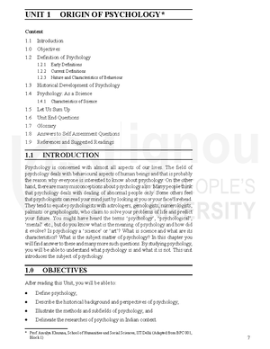 Unit7 - Learning and Memory UNIT 7 MEMORY Content 7 Introduction 7 Objectives 7 Nature and Scope ...