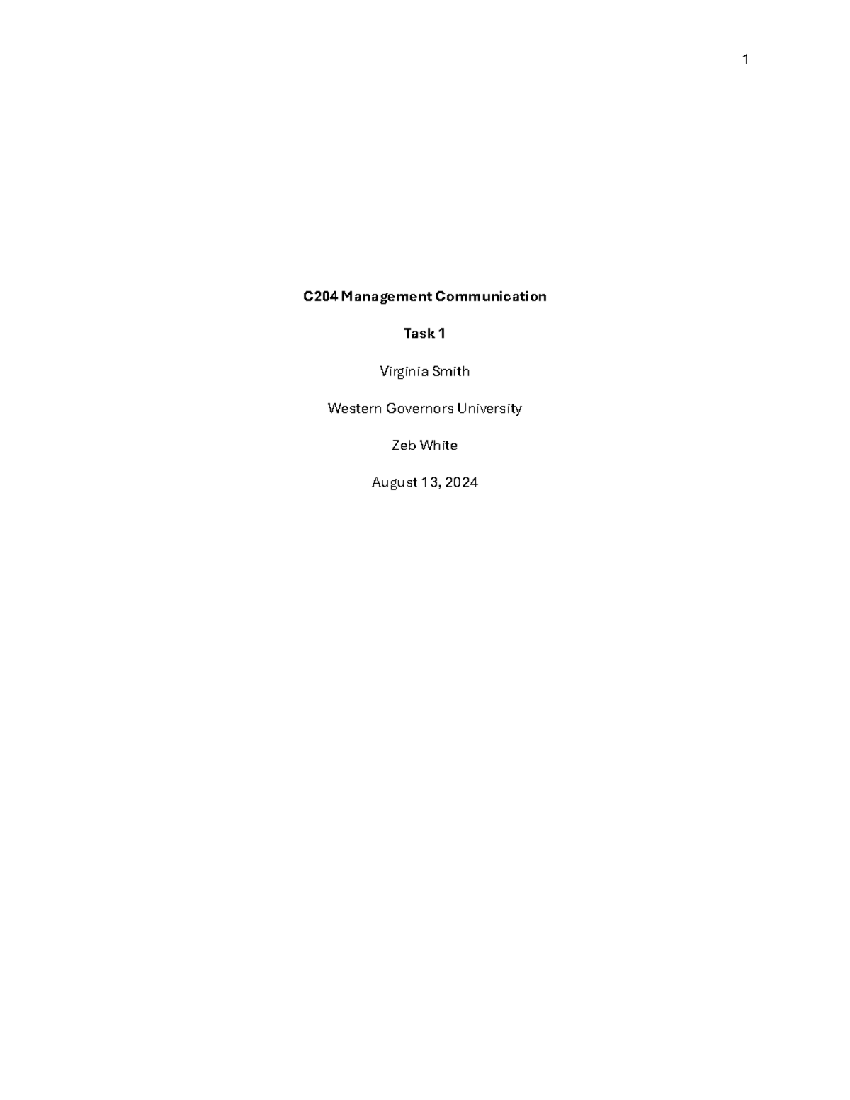 C204 Task 1 Passed - C204 Management Communication Task 1 Virginia ...