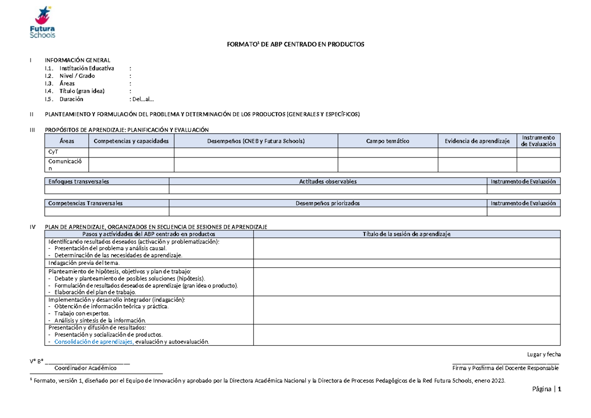Formato ABP - ABI - PAL PLUS - FORMATO 1 DE ABP CENTRADO EN PRODUCTOS I ...