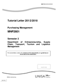MNP2601 - Unisa - Purchase Management - Studocu