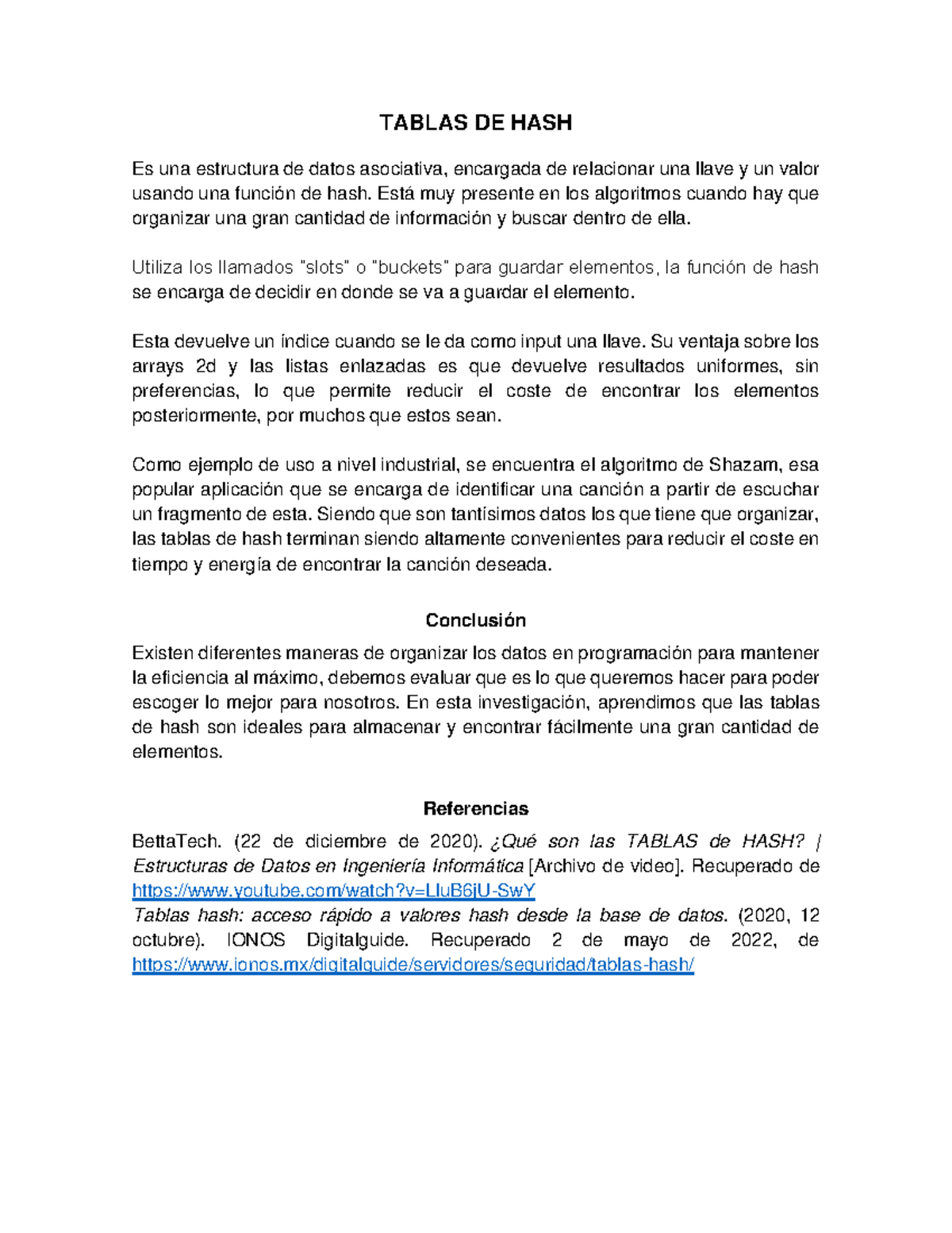 Tablas DE HASH INV Sinportada - TABLAS DE HASH Es una estructura de ...