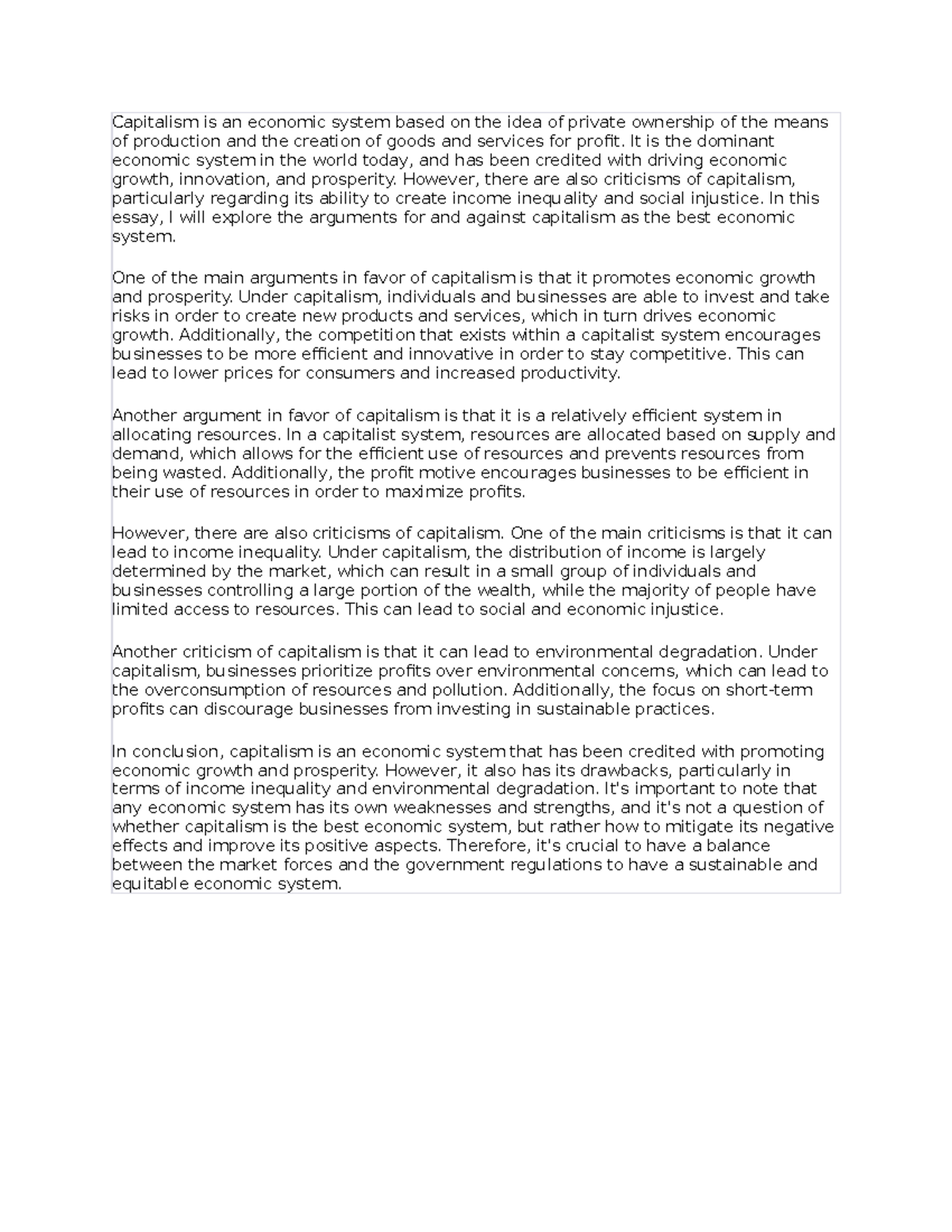 Capitalism - Lecture Notes - Capitalism is an economic system based on ...