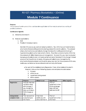 Modules 9 Continuance - Biostatistics Practice Problems and worksheets ...