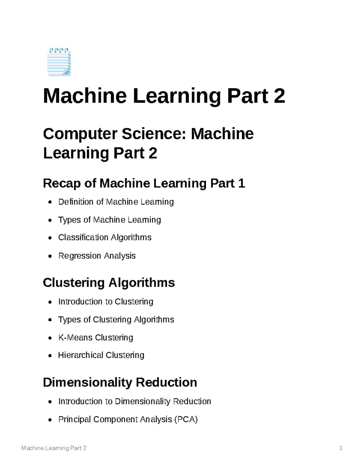 Machine Learning Part 2 - Studocu