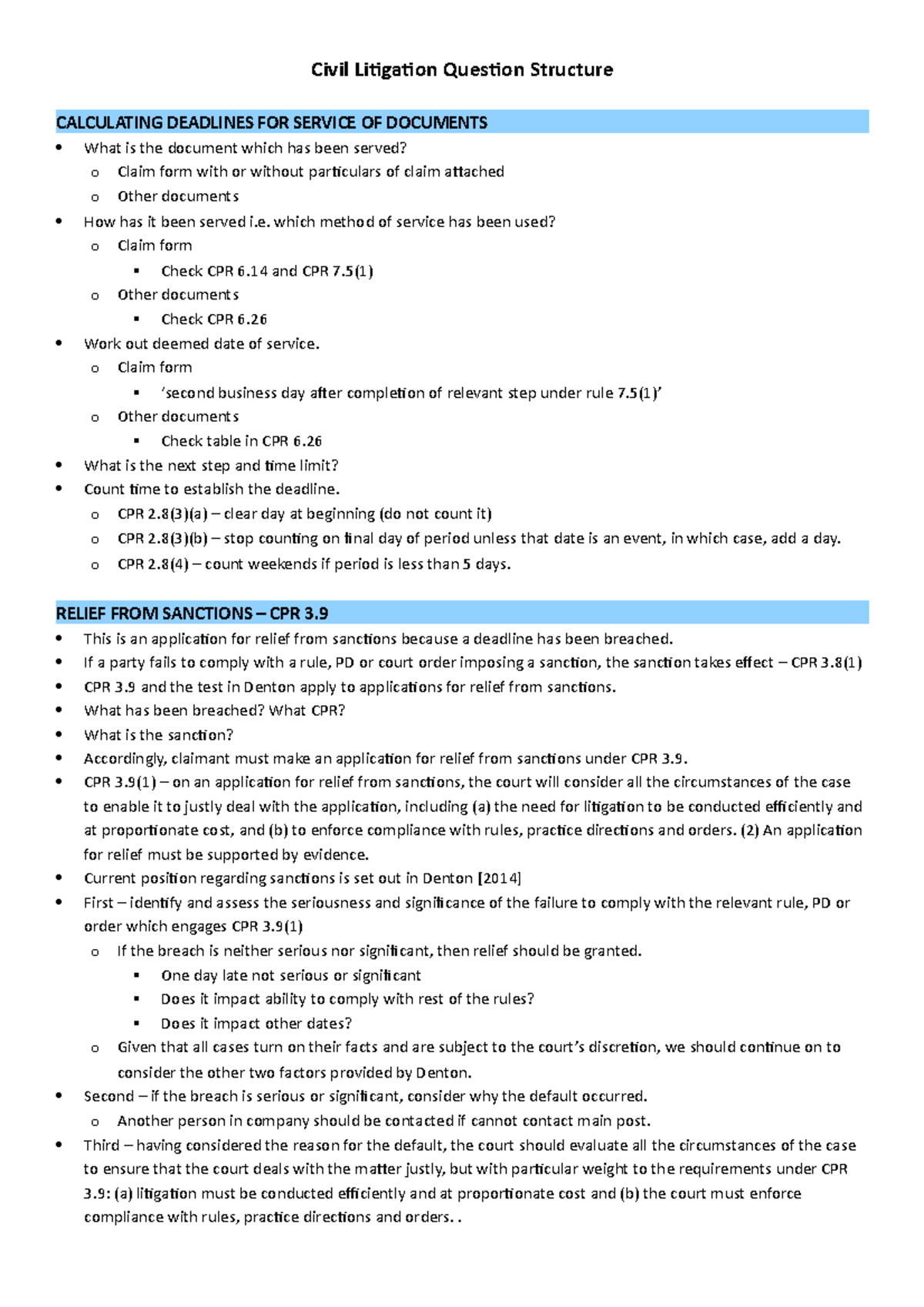 Civil Litigation Question Structure - Civil Litigation Question ...