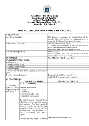 Grade 12 DLP - DLP SCIENCE - Detailed Lesson Plan in Physical Science ...
