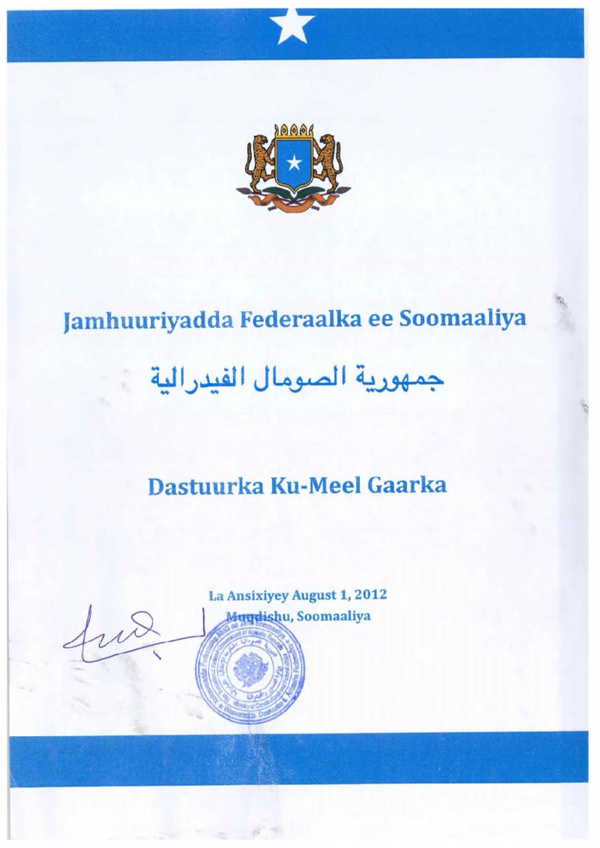 120913 Somali Federal Constitution (Final Somali version ...