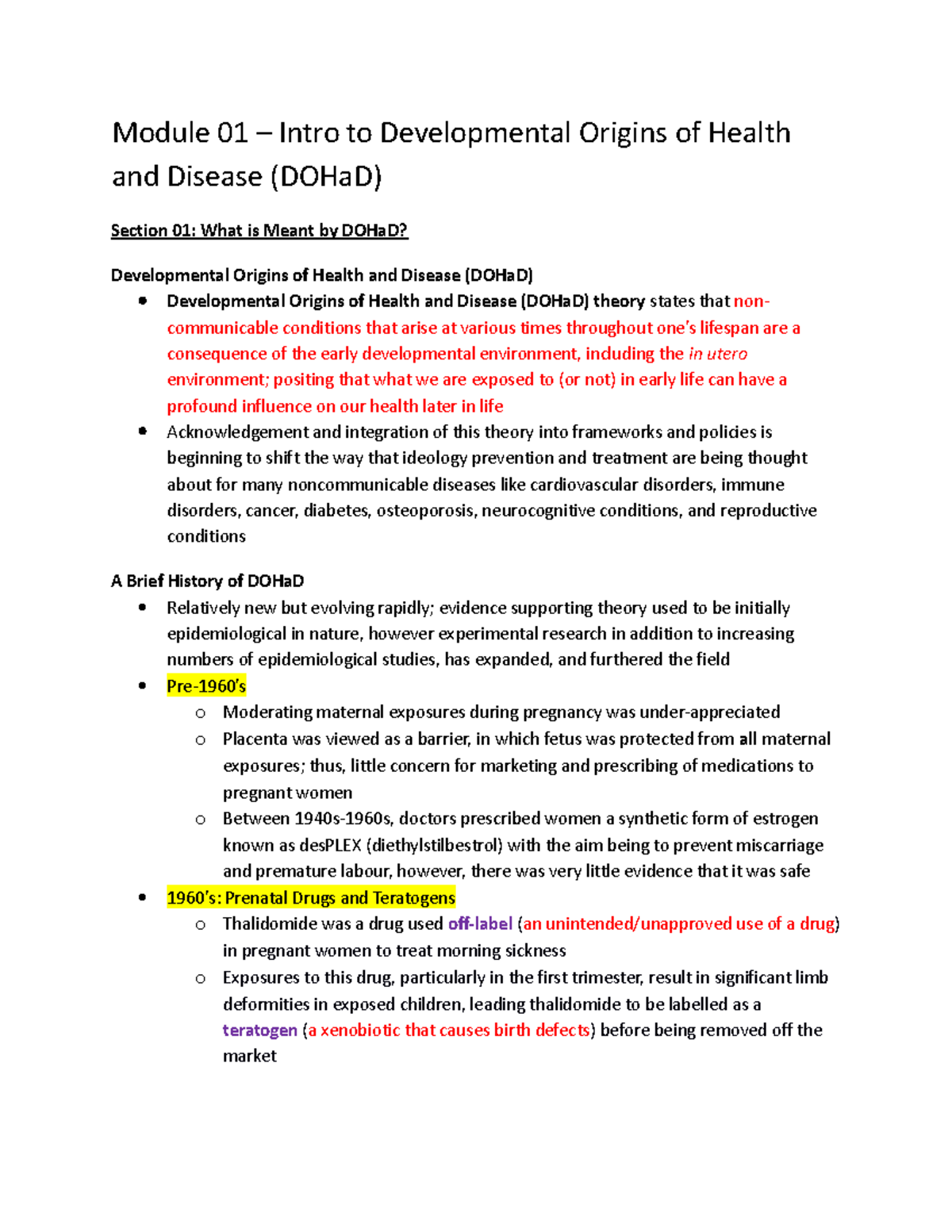 Module 01 - Intro to Developmental Origins of Health and Development ...