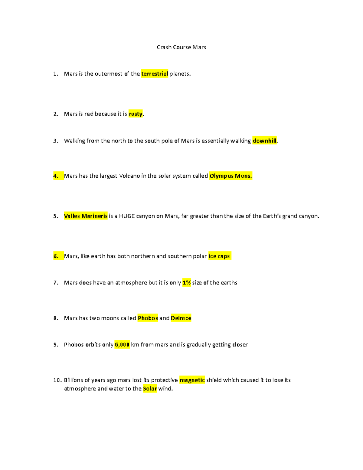 Crash Course Mars - Crash Course Mars Mars is the outermost of the ...