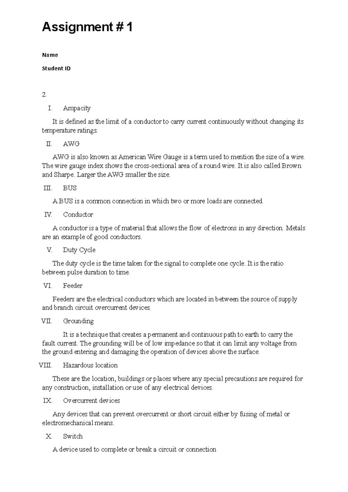 Assignment 1 ELEC8020 Electrical code for engineers - ELEC71170 ...