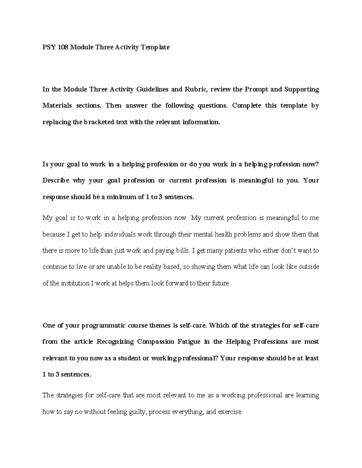 3-2 Psy - PSY 108 Module Three Activity Template In the Module Three ...