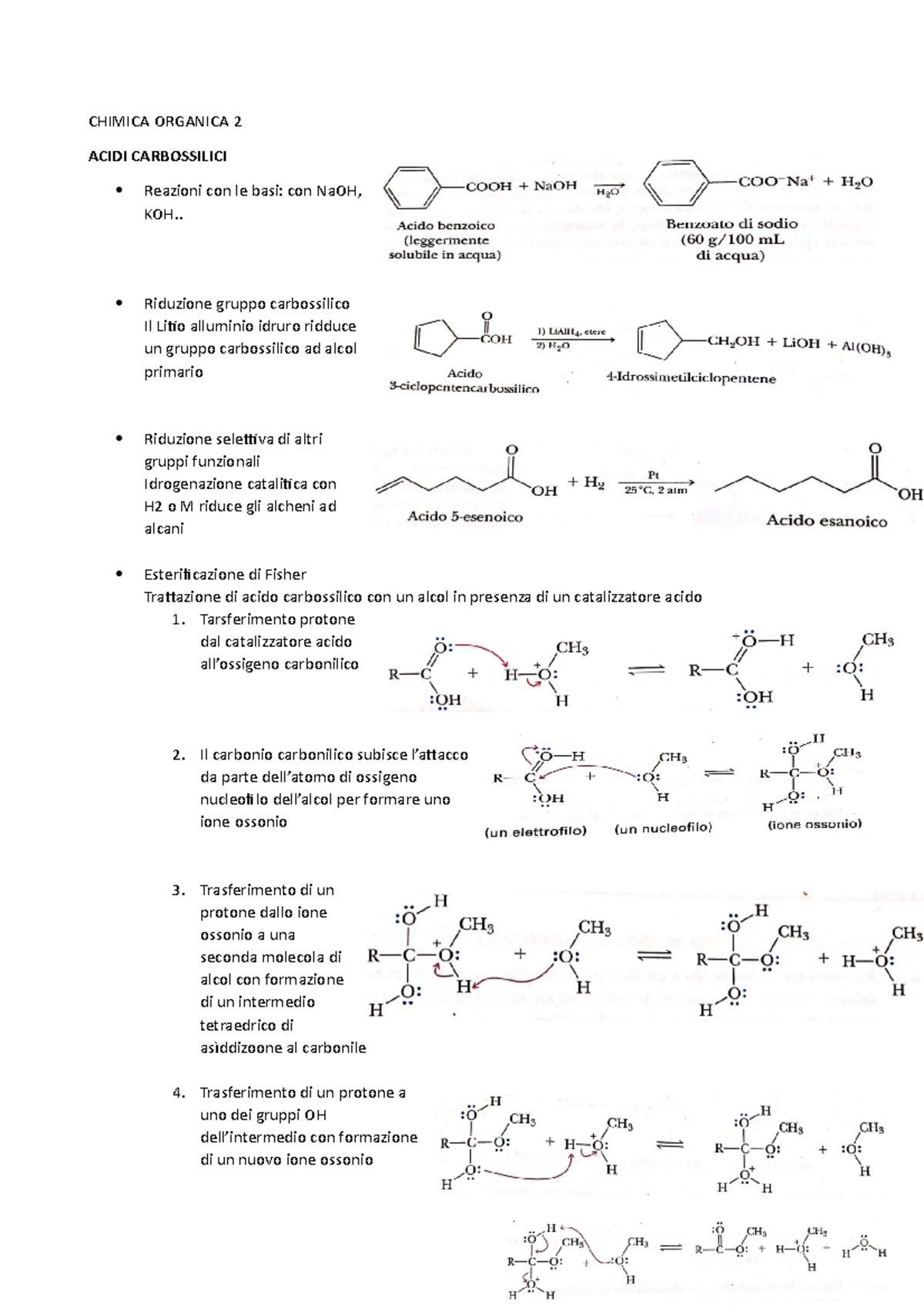 Chimica Organica 2 - formule per esame - CHIMICA ORGANICA 2 ACIDI CARBOSSILICI Reazioni con le ...