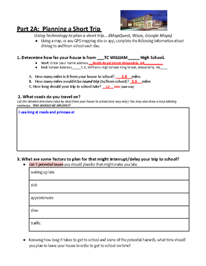 Buying and Owning a Car- Part 2A - Part 2A: Planning a Short Trip Using ...