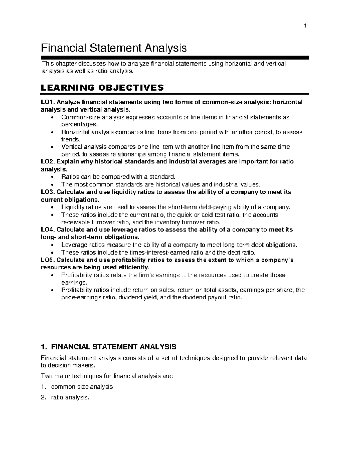 FS Analysis - Financial Statement Analysis This chapter discusses how ...