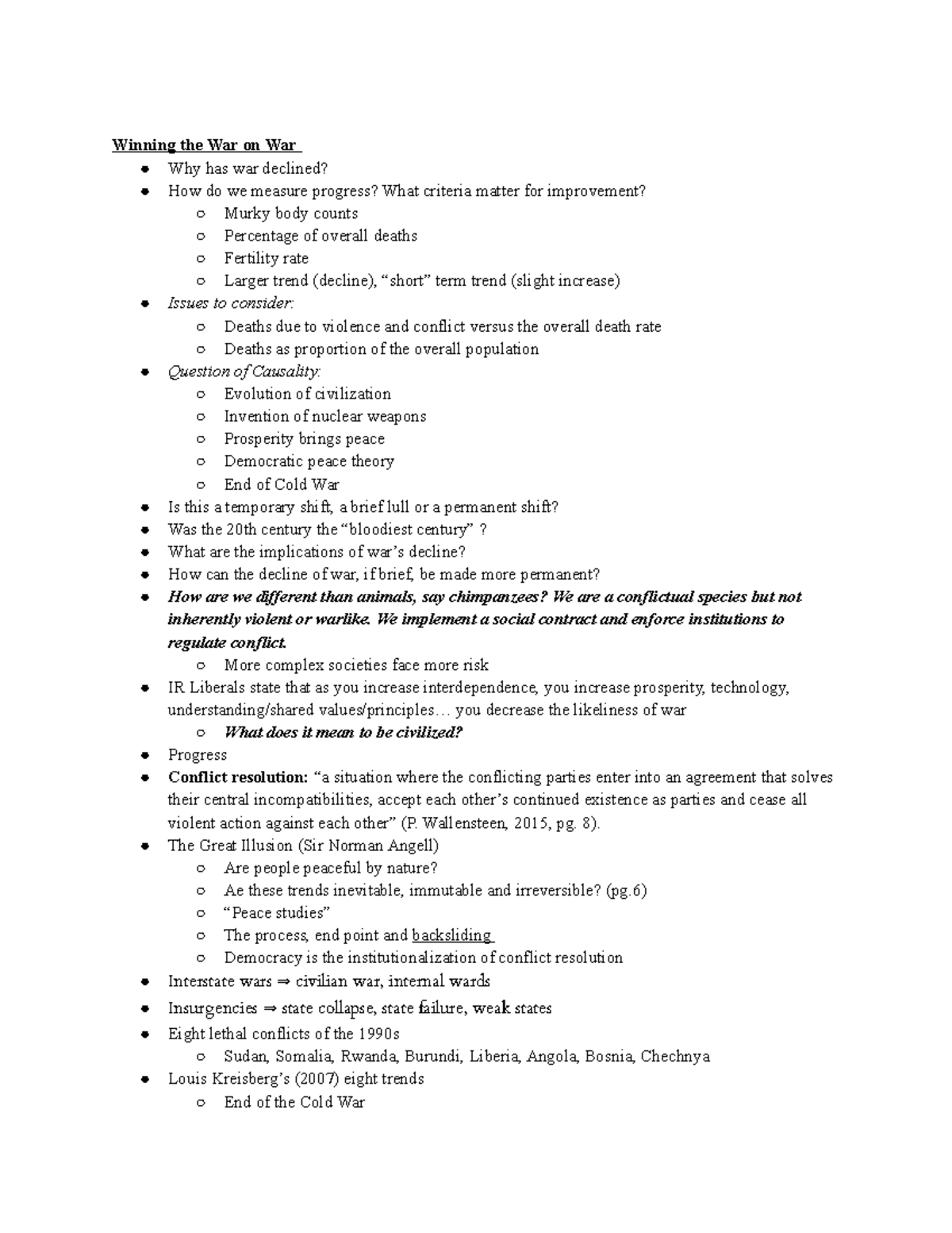 Conflict resolution - Lecture notes Full Quarter - Winning the War on ...