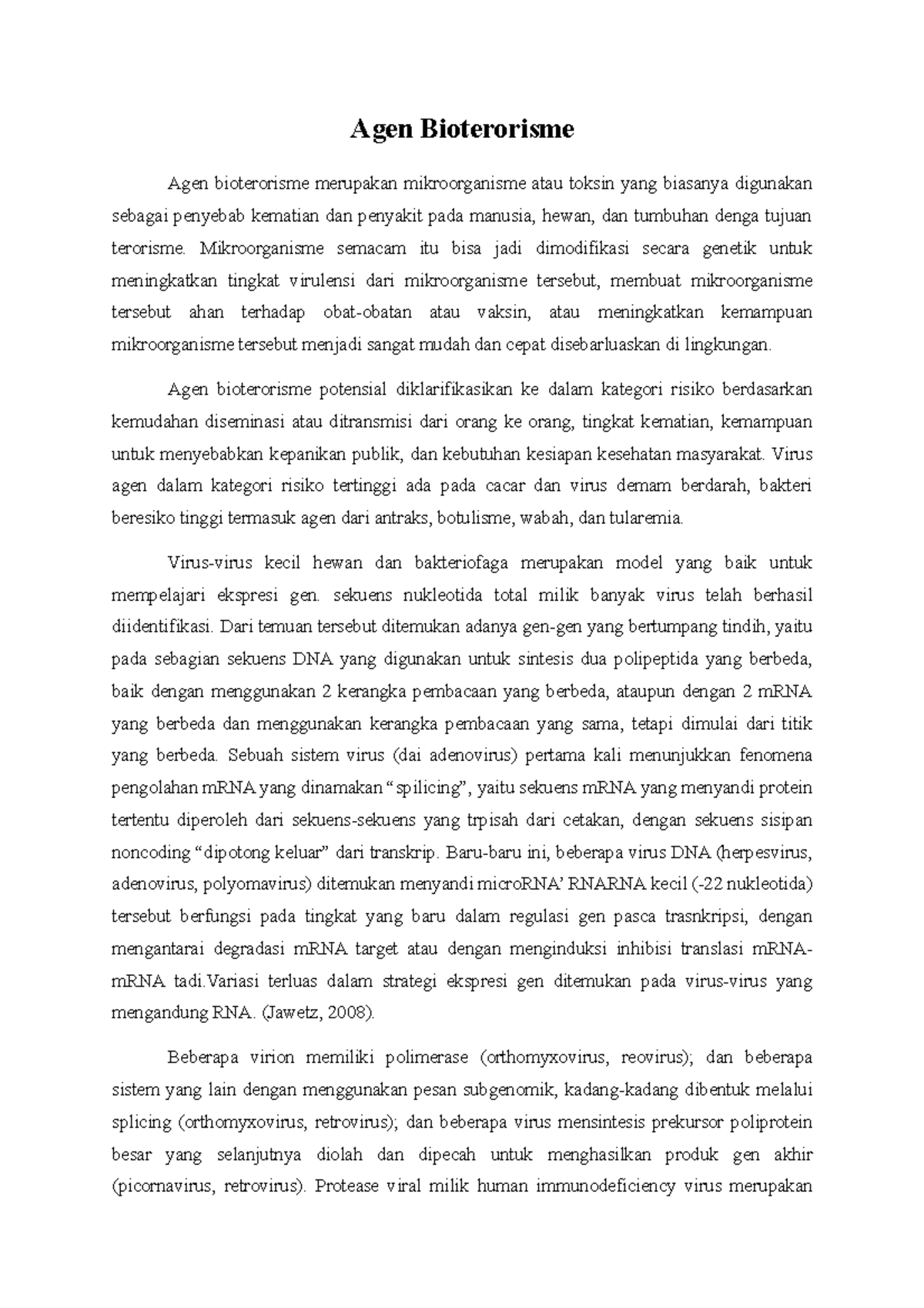 Agen Bioterorisme - Agen Bioterorisme Agen bioterorisme merupakan ...