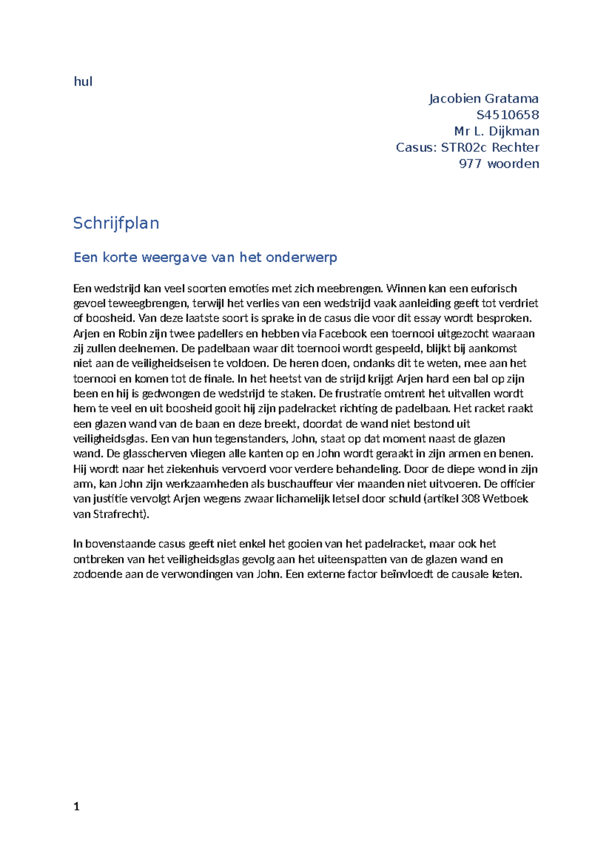 Schrijfplan SRB - voorbeeld - hul Jacobien Gratama S Mr L. Dijkman ...