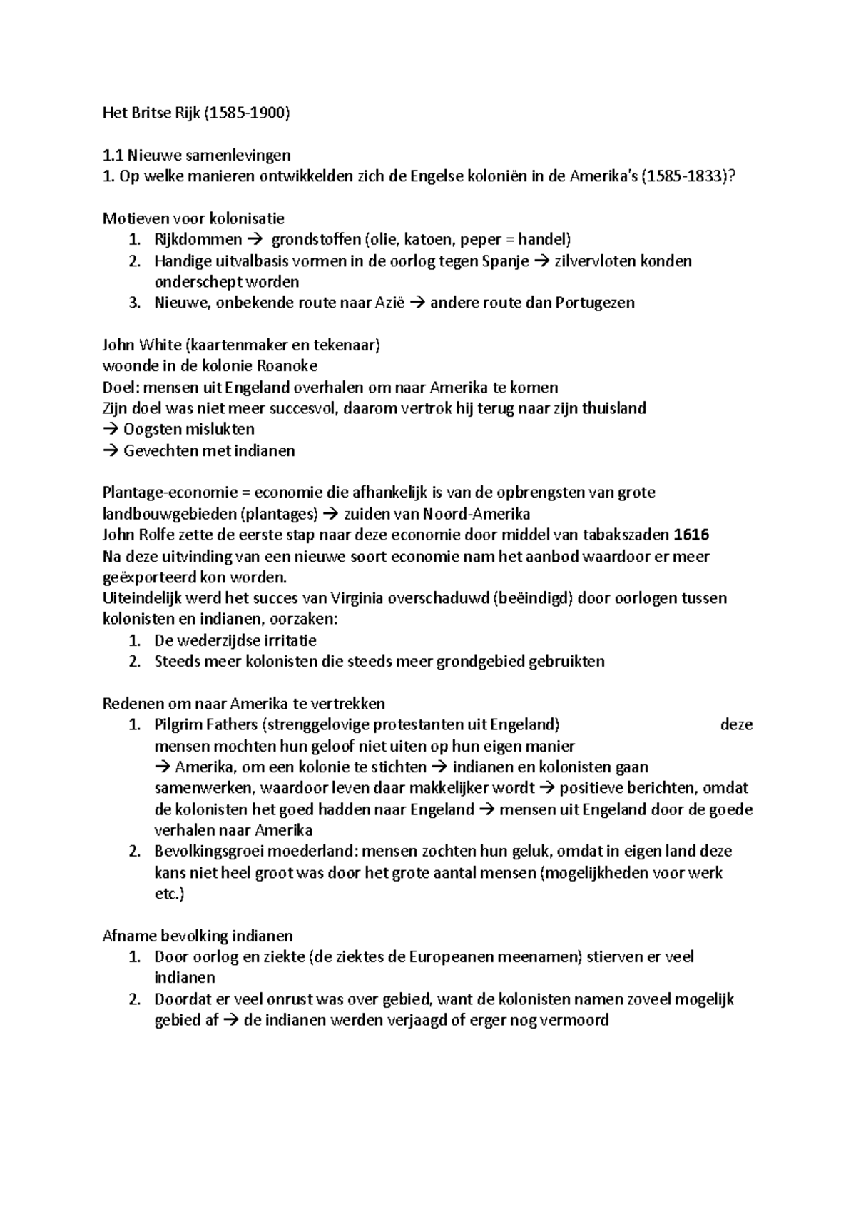 GS Het Britse Rijk - Het Britse Rijk (1585-1900) 1 Nieuwe samenlevingen ...