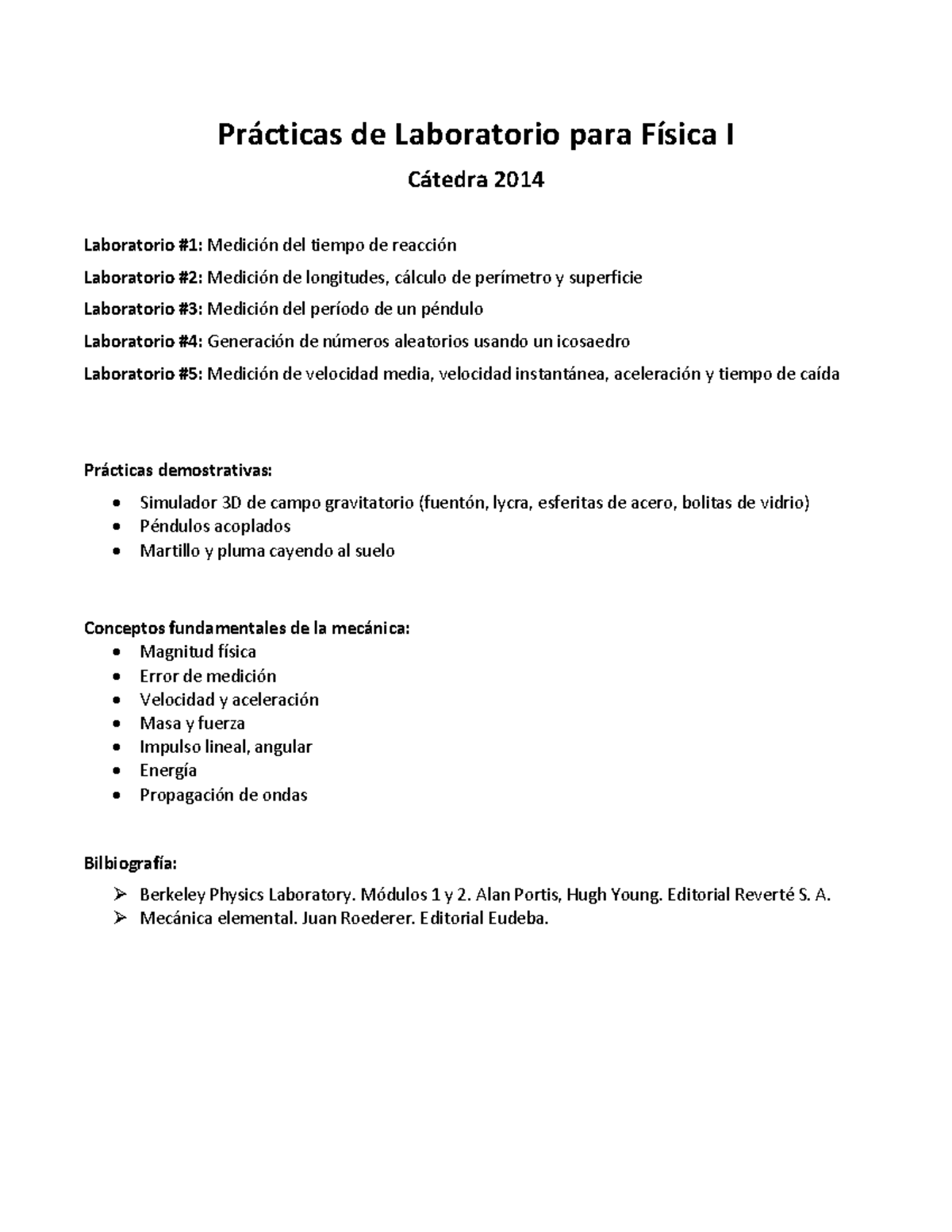 Practicas De Laboratorio Fisica I Prácticas De Laboratorio Para