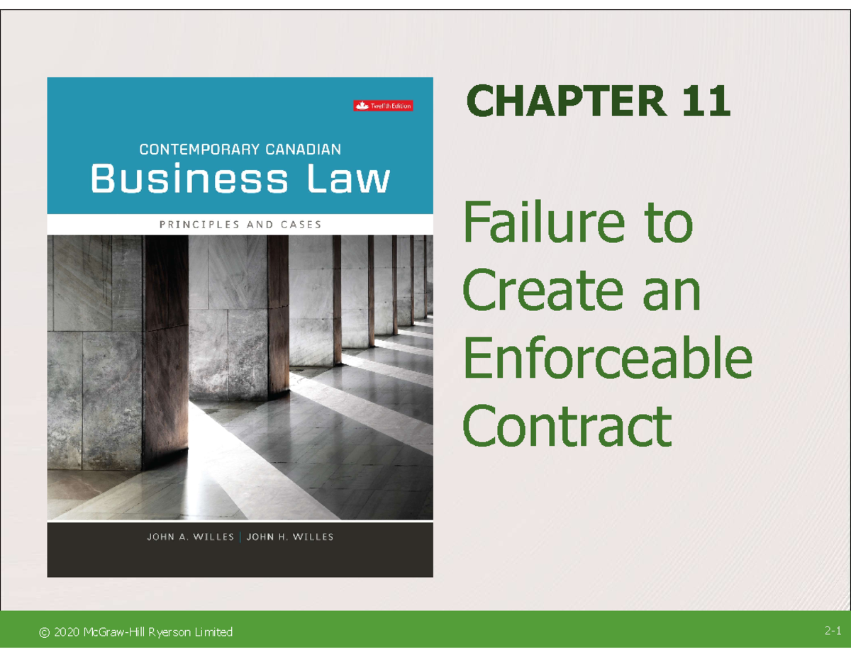 Adms 2610 class 3 - CHAPTER 11 Failure to Create an Enforceable ...