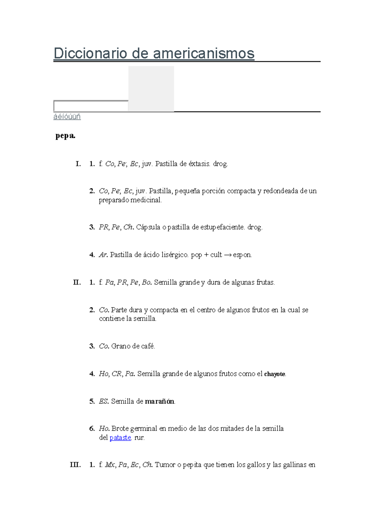 Diccionario de americanismos - Diccionario de americanismos áéíóúüñ ...