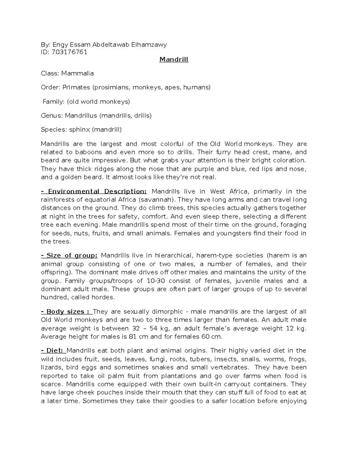 Mandrill summary for anthropology 101 - By: Engy Essam Abdeltawab ...