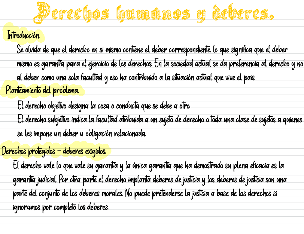 Derechos humano y deberes - Introducción. Se olvida de que el derecho ...