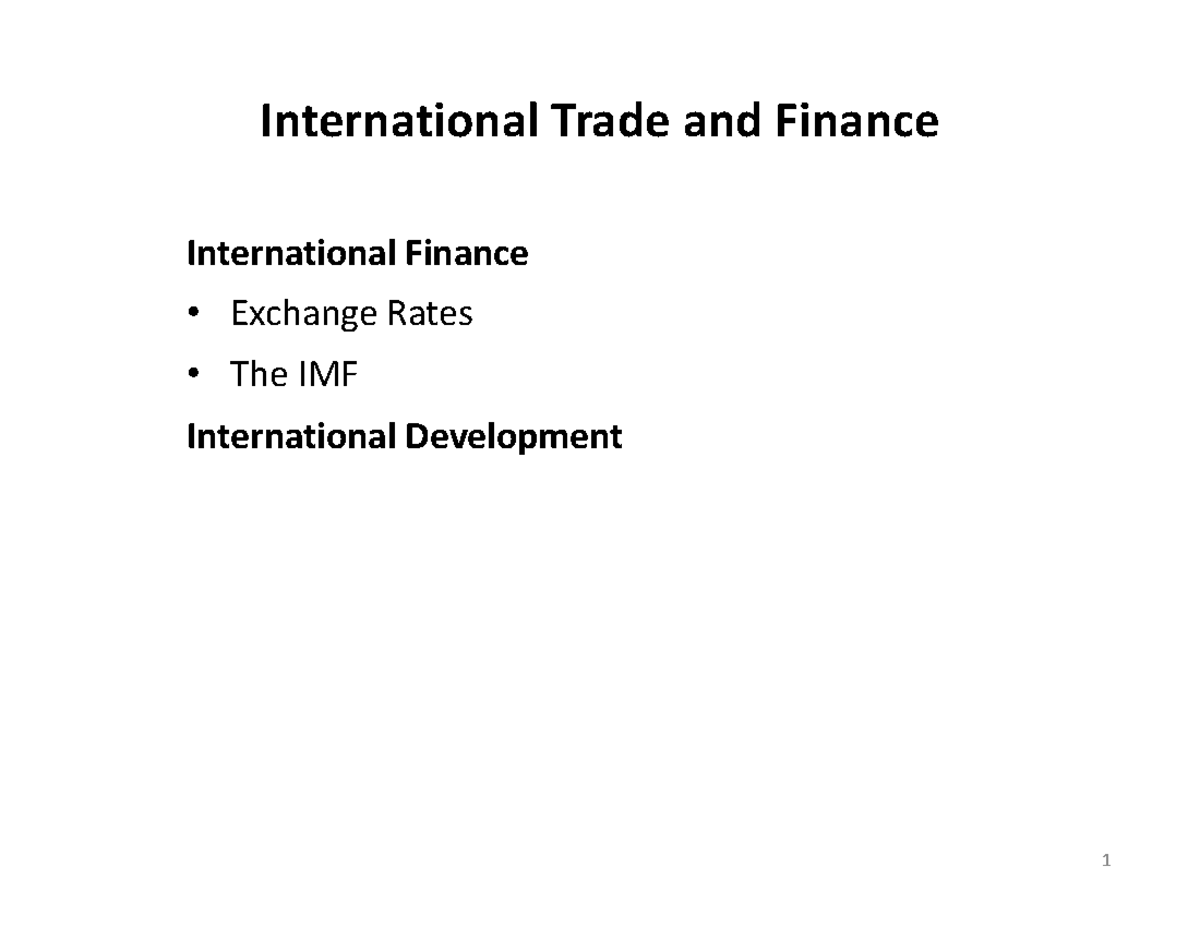 Lecture Notes 11.30 - International Trade and Finance International ...