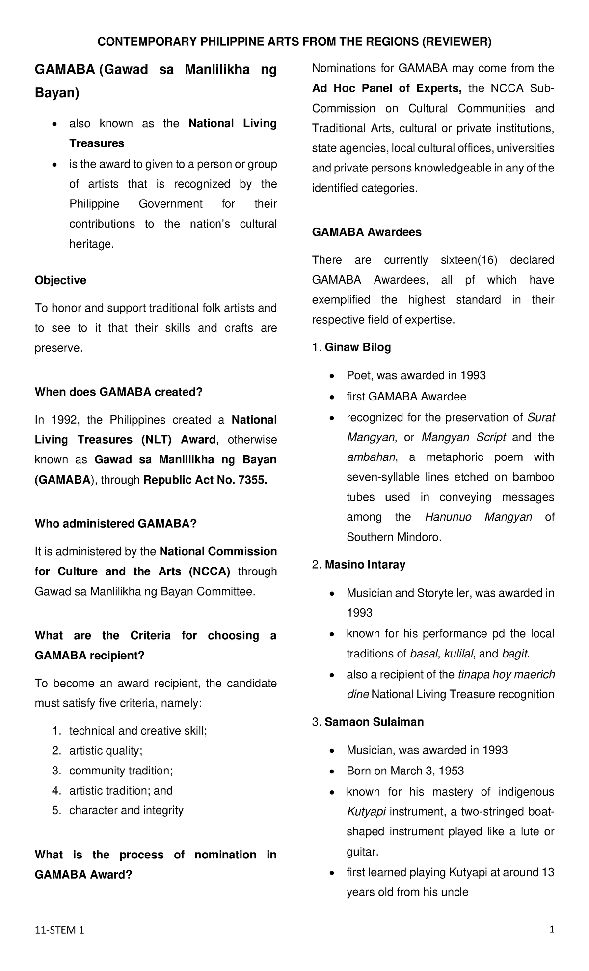 Ink as alternative - GAMABA (Gawad sa Manlilikha ng Bayan) also known ...