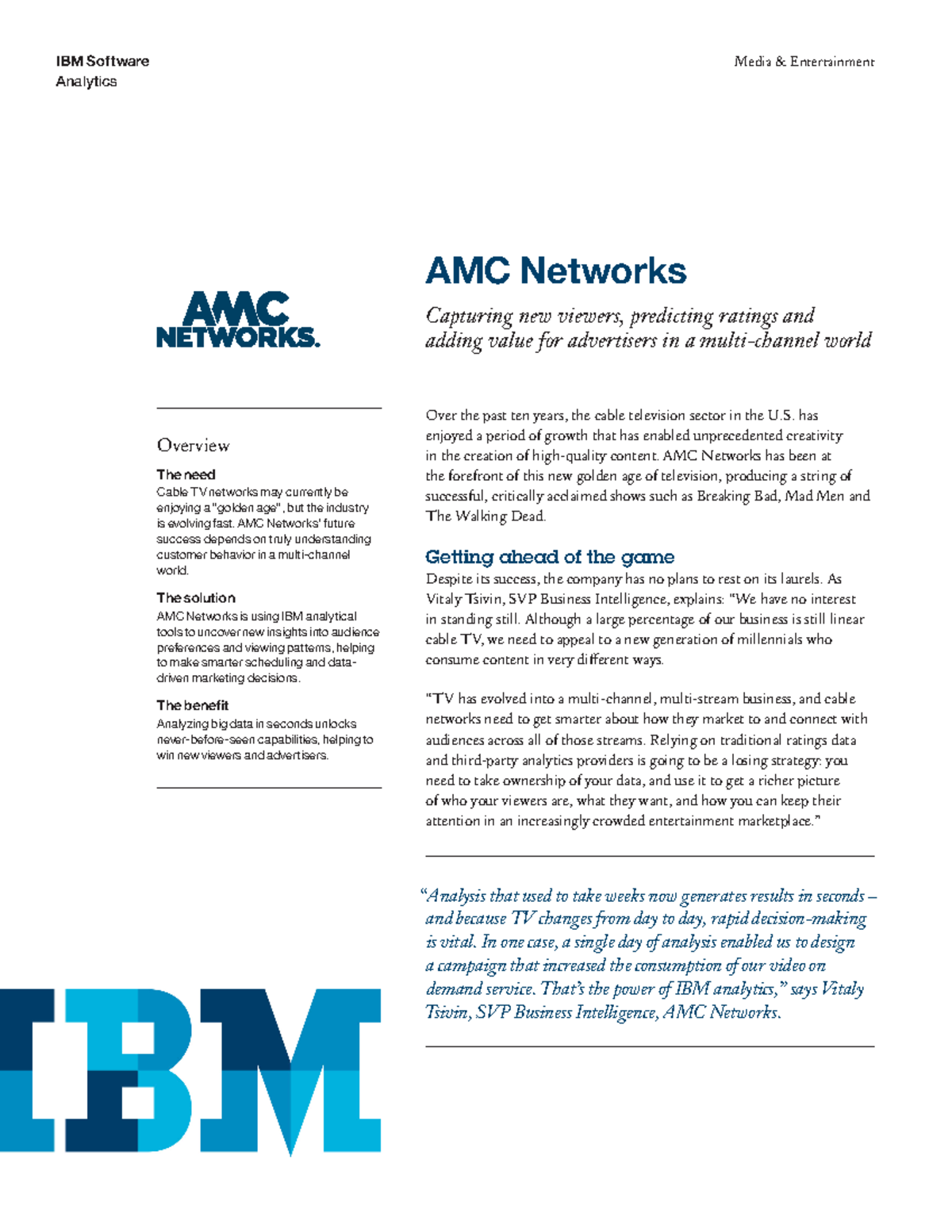 AMC Networks - Case Study - Analytics IBM Software Media ...