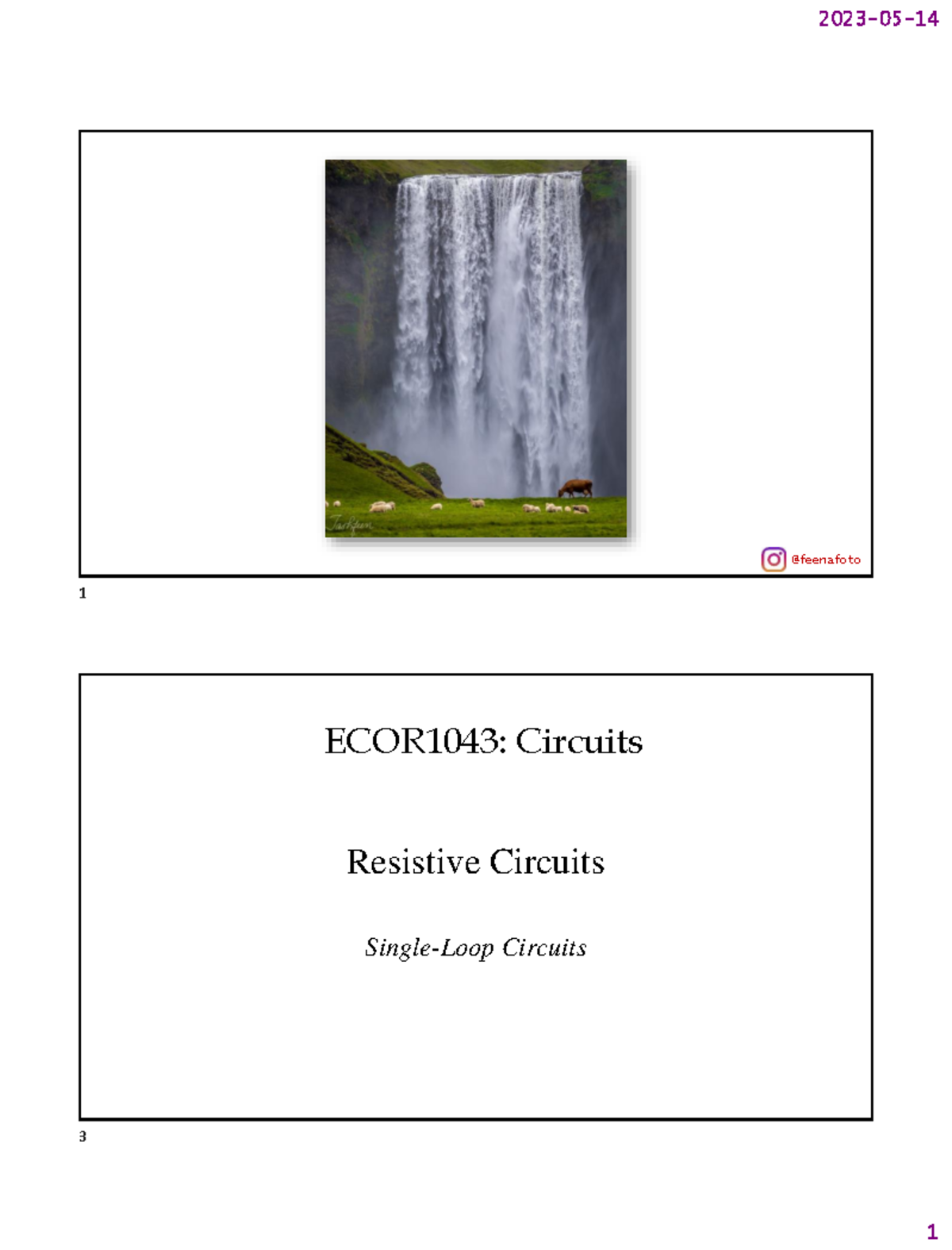 3. Single loop circuits S23 - @feenafoto Resistive Circuits Single-Loop Circuits ECOR1043 ...
