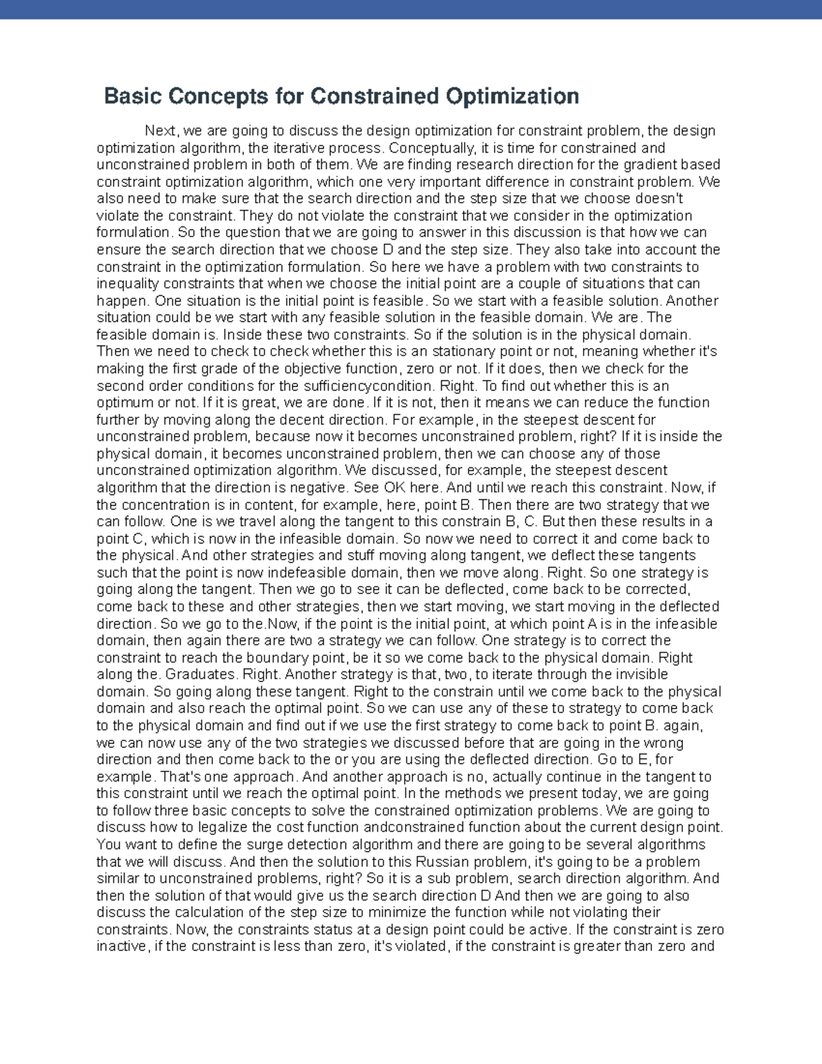 Basic Concepts for Constrained Optimization - Conceptually, it is time ...